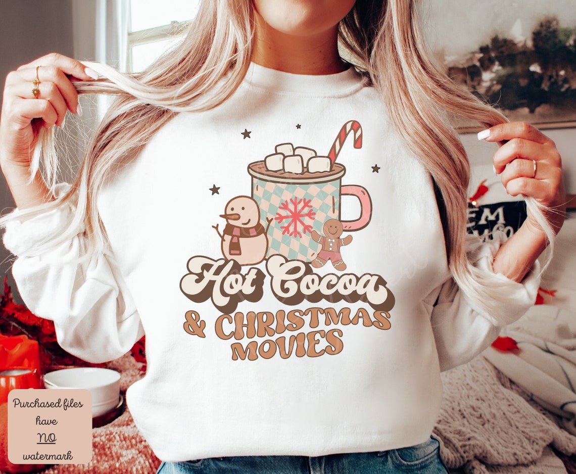 Hot Cocoa and Christmas Movies Png, Merry Vibes, Merry Christmas Png ...