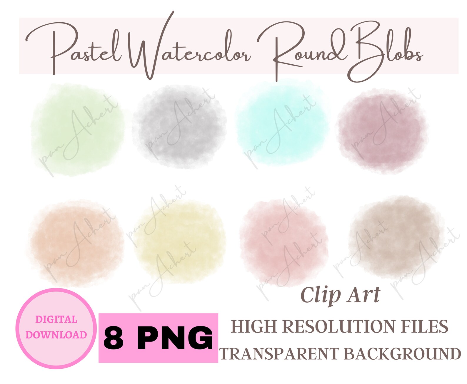 Pastel Watercolor Blobs Clipart, Watercolor Background, Background for ...