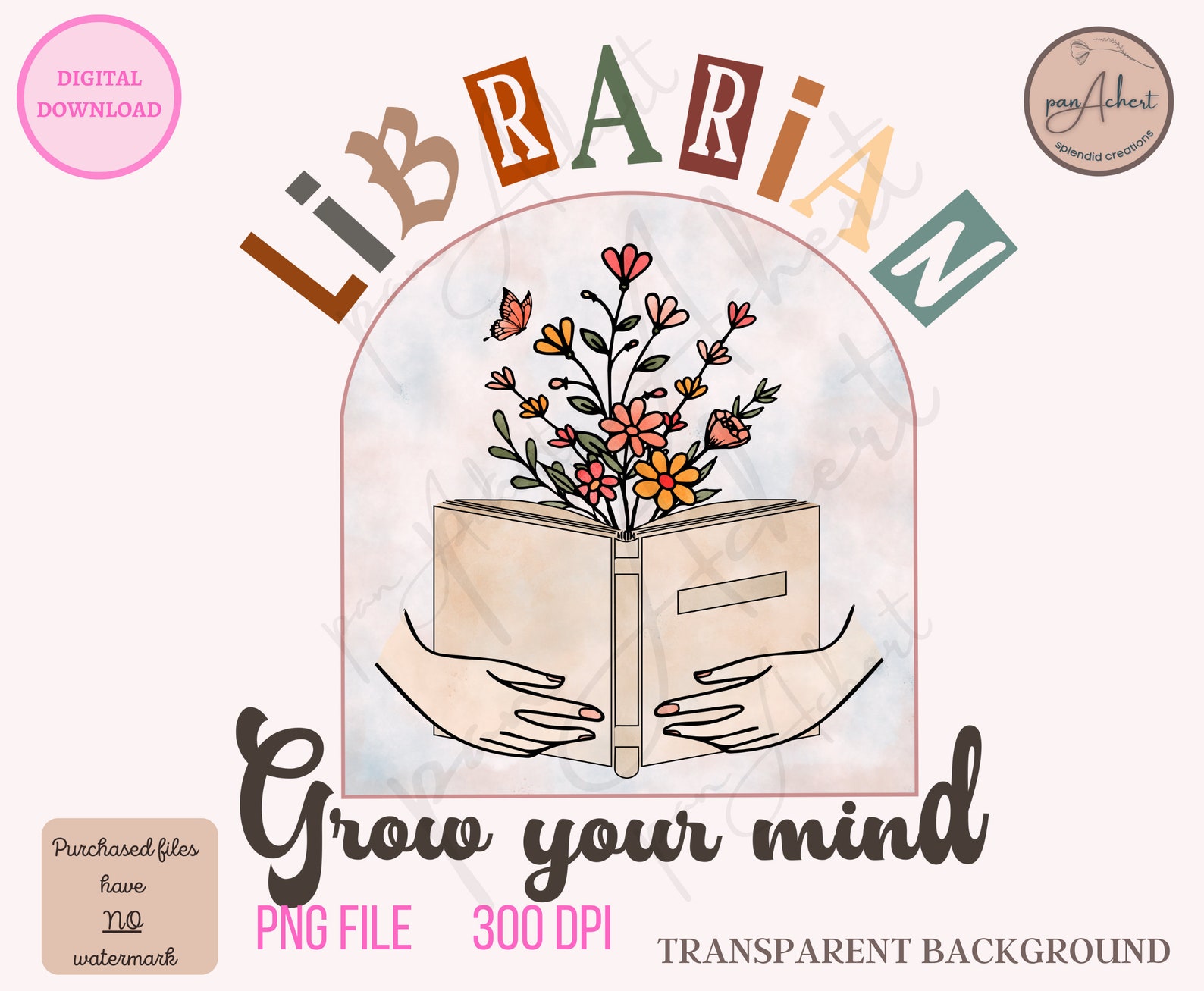 Librarian Png Librarian PNG for Sublimation Grow Your Mind - Etsy