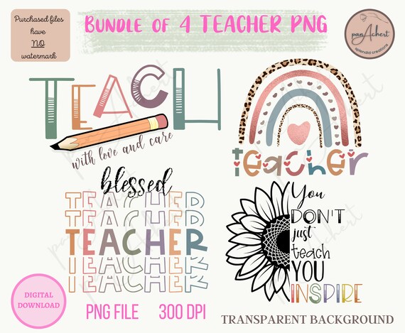 Teacher Bundle Png for Sublimation Teacher PNG Design Teach - Etsy