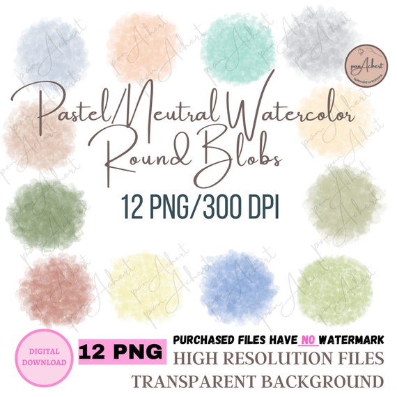 Pastel/neutral Watercolor Blobs Clipart Watercolor | Etsy