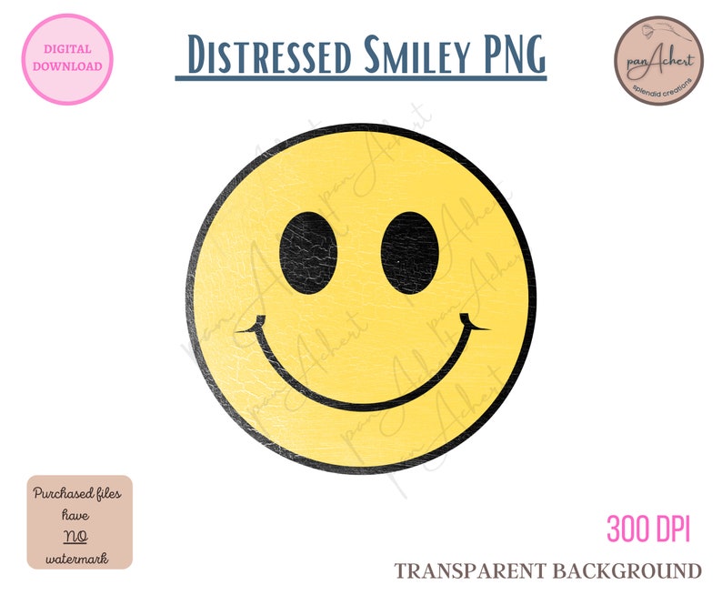 Distressed Smiley Face Retro PNG Design, Smiley Sublimation Design ...
