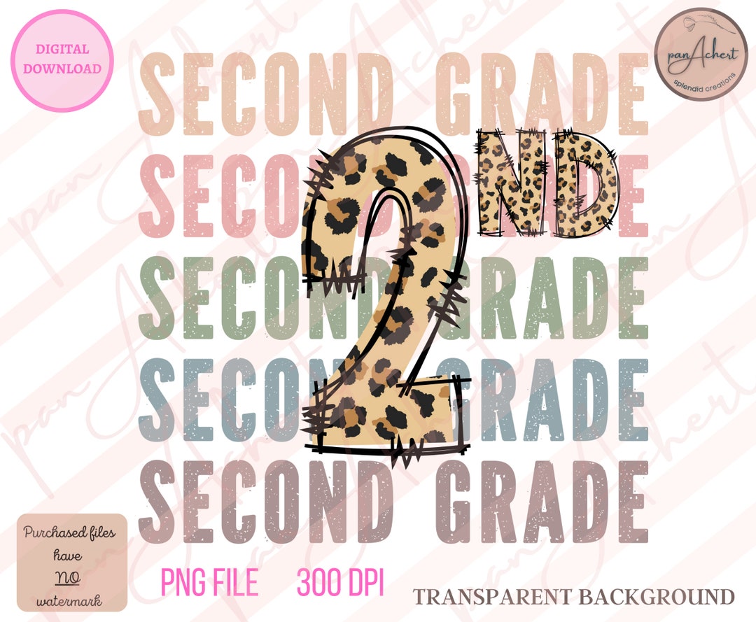 2nd Grade Png, 2nd Grade, 2nd Grade Sign, 2nd Grade Stacked Leopard Png ...
