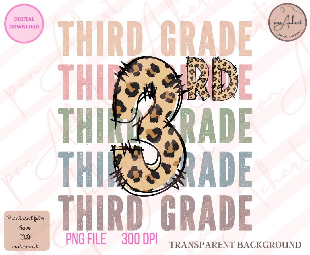 3rd Grade Png, 3rd Grade, 3rd Grade Stacked Leopard PNG, Back to School ...