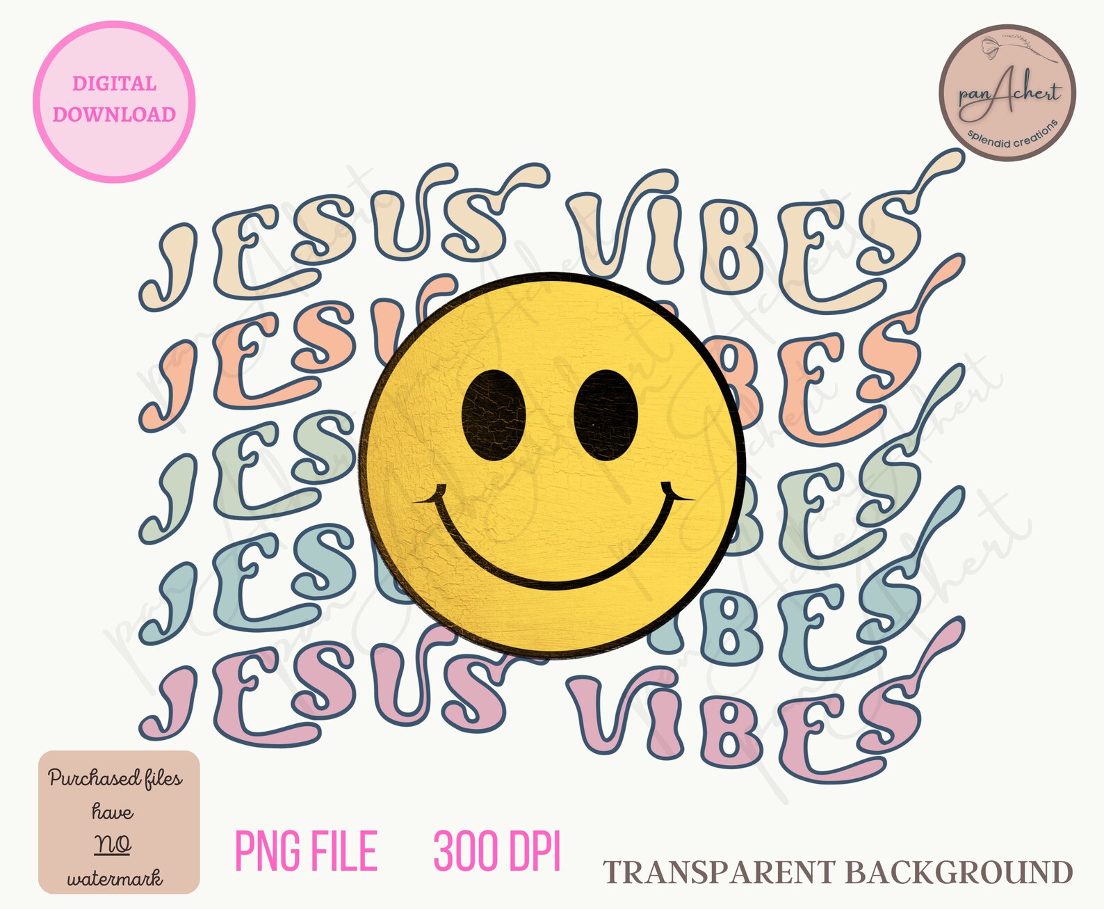 Jesus Vibes Smiley PNG for Sublimation, Christian PNG Design, Christian ...