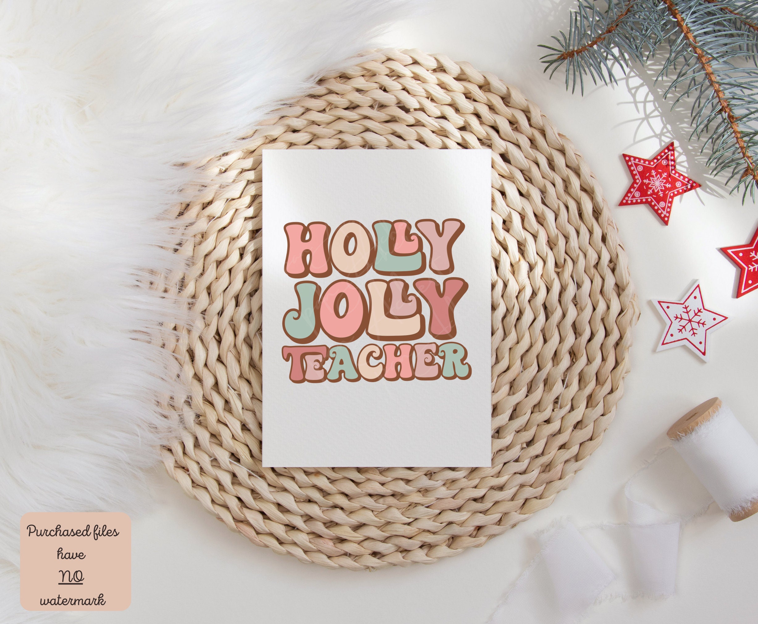 Holly Jolly Teacher Png Holly Jolly Png Merry Christmas Png - Etsy