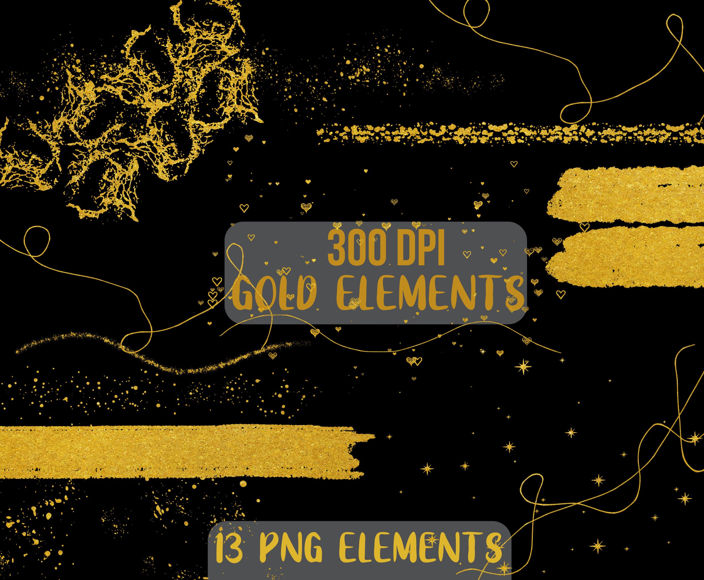 Gold Elements Clipart Gold Elements PNG Clipart Gold Design - Etsy