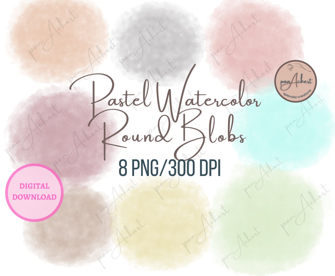 Pastel Watercolor Blobs Clipart, Watercolor Background, Background for ...