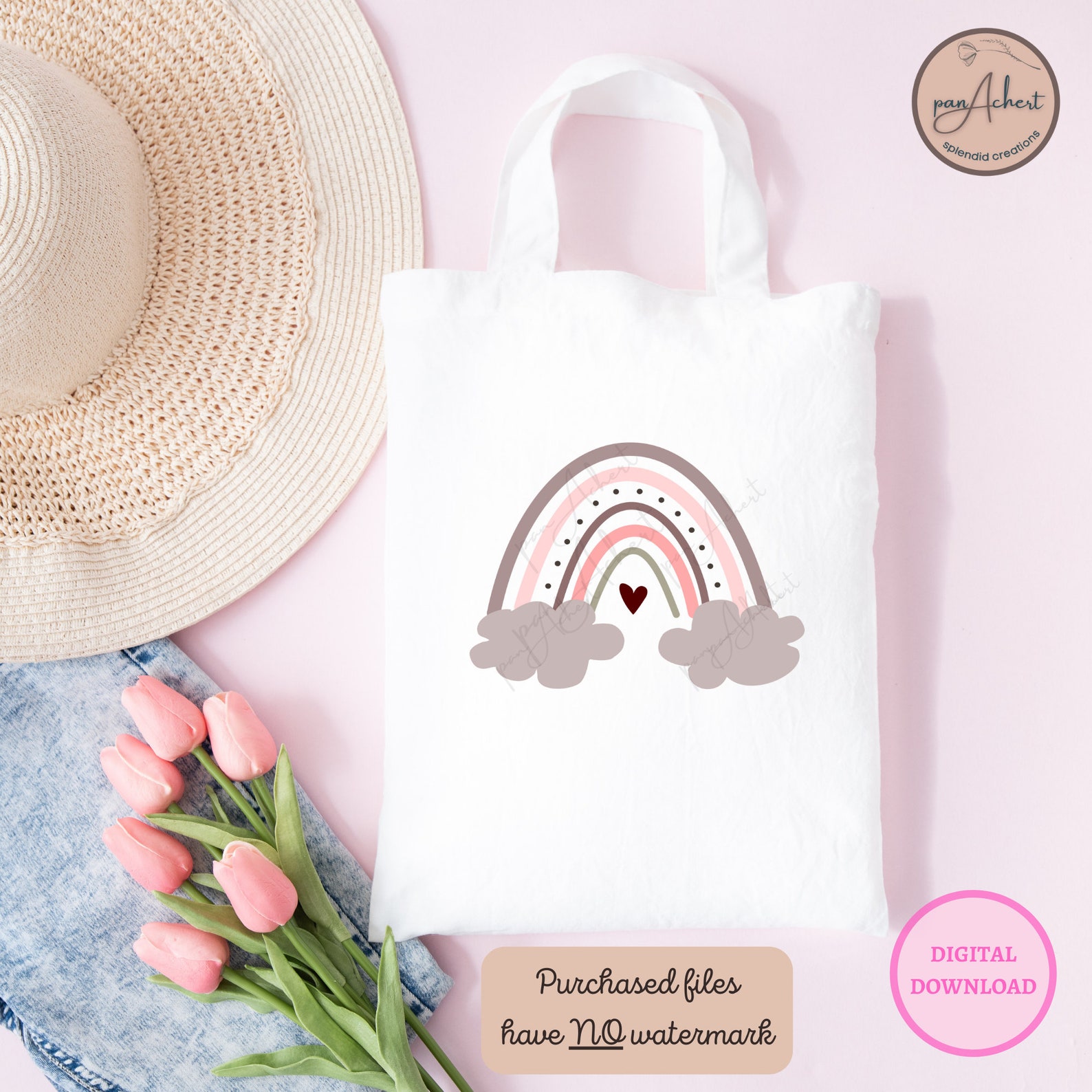 Boho Rainbow PNG Bundle Clipart Pastel Rainbow PNG Hand - Etsy