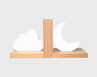 Star and Moon Bookends, Star Nursery Decor, Moon Book Ends for Kids ...