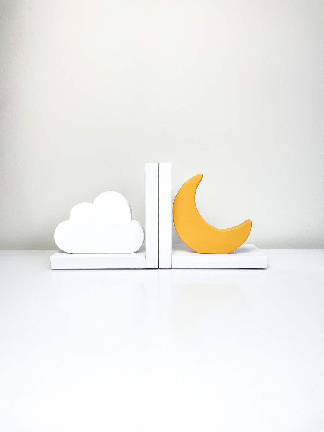 Moon & Cloud Bookends for Kids, Moon Nursery Decor, Baby Shower Book ...
