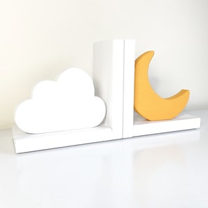 Moon & Cloud Bookends for Kids, Moon Nursery Decor, Baby Shower Book ...
