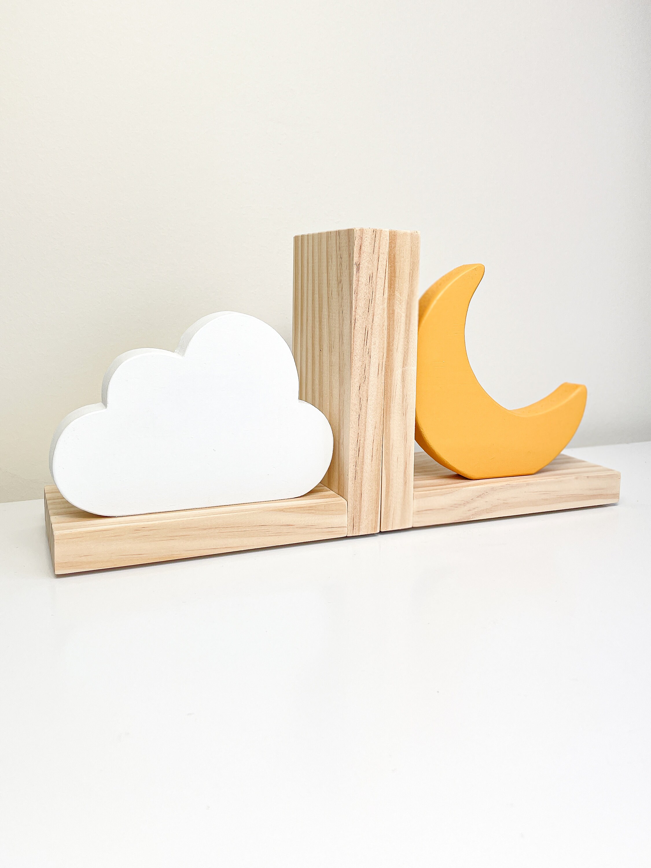 Moon & Cloud Bookends for Kids, Moon Nursery Decor, Baby Shower Book ...