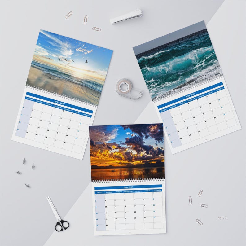 2027 Wall Calendar Ocean Photography Nautical Art Wall Calendars ...