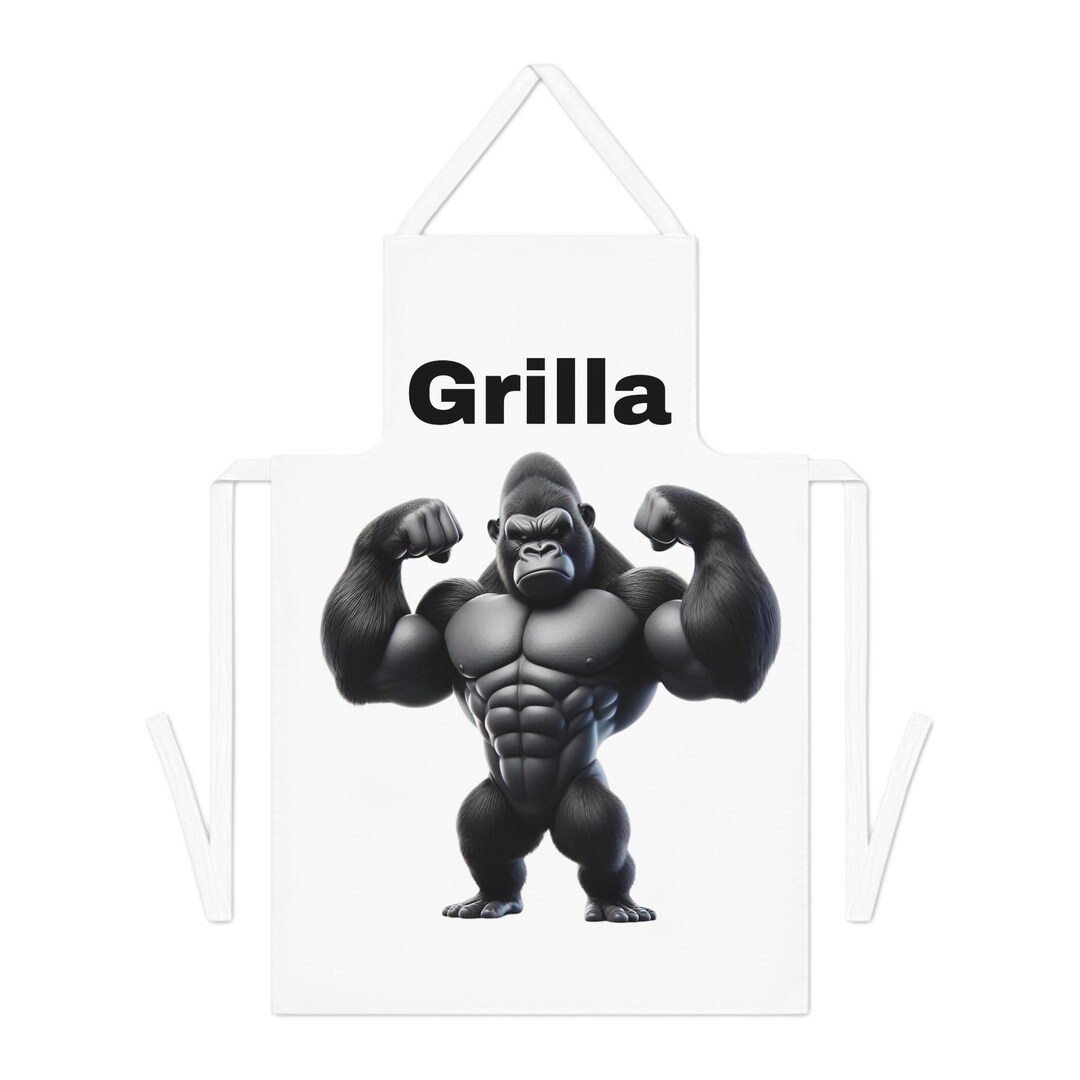 Gorilla Grilla Adult Apron - Funny Baker Cook BBQ Ape Lover Gift ...