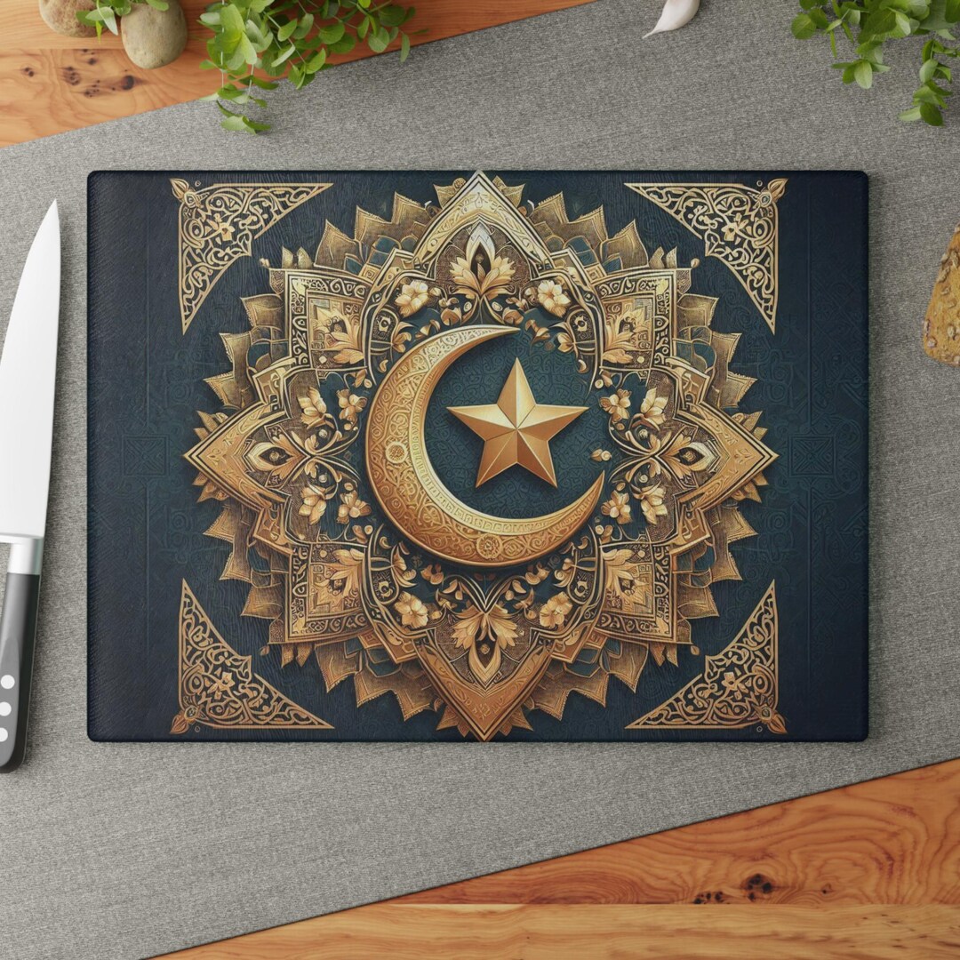 Islam Star Crescent Glass Cutting Board, Ramadan Kitchen Decor Chopping ...