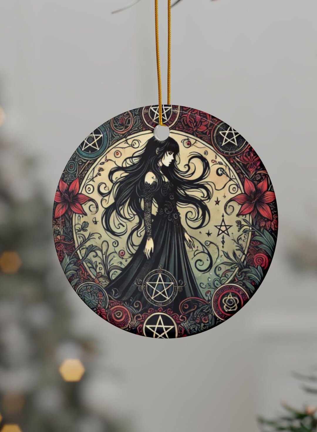 Ceramic Ornaments, Gothic Goth Girl Design, Christmas Tree Decor ...
