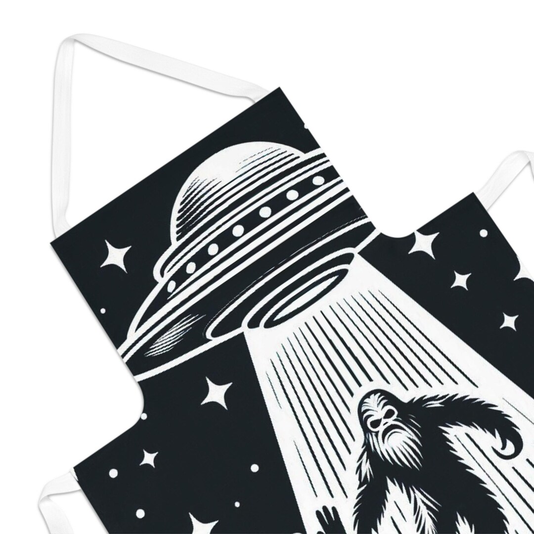 Alien Abduction Adult Apron - Bigfoot UFO Kitchen Cooking Gift, Funny ...