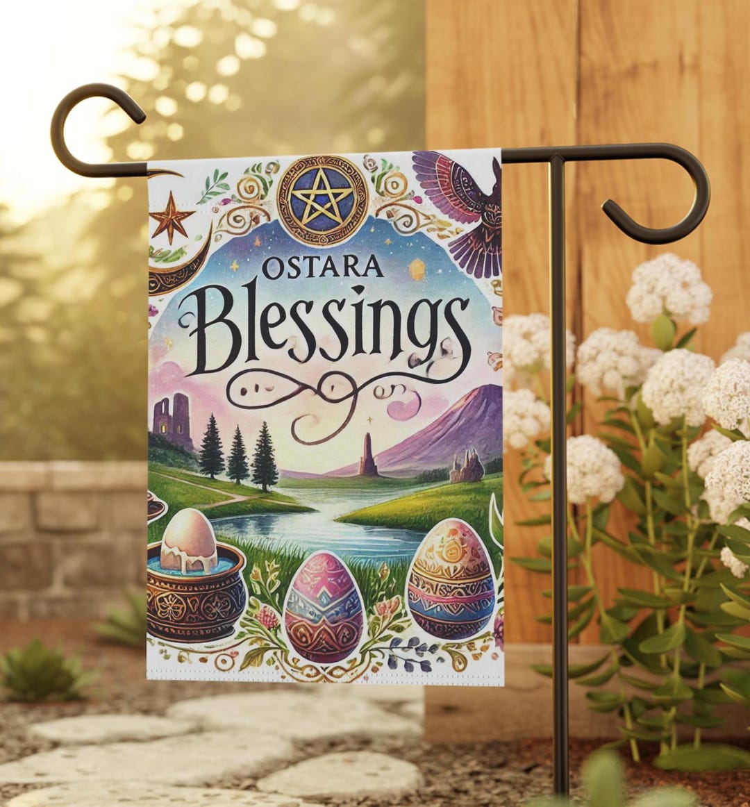 Banner, Ostara Pagan Easter Witch Design, Garden & House Decor, Spring ...