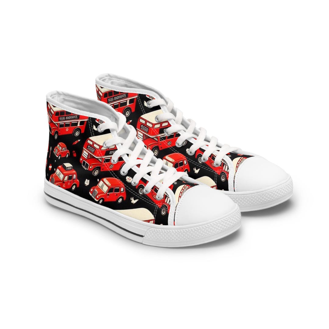 Red London Bus Women's High Top Sneakers, Unique Gift for Her ...