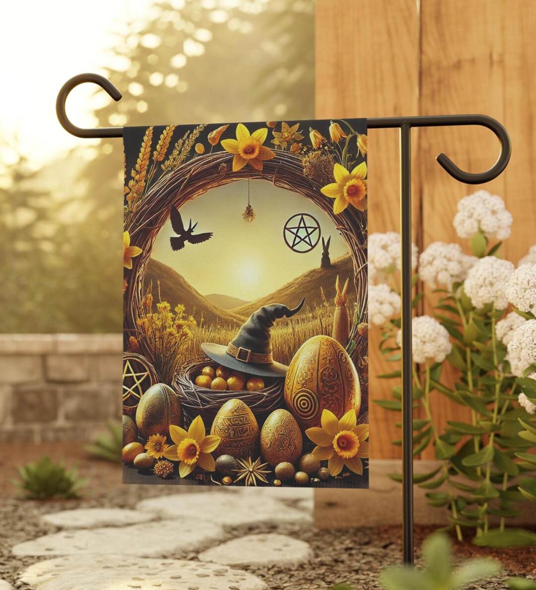 Banner, Ostara Pagan Easter Witch Design, Garden & House Decor, Spring ...