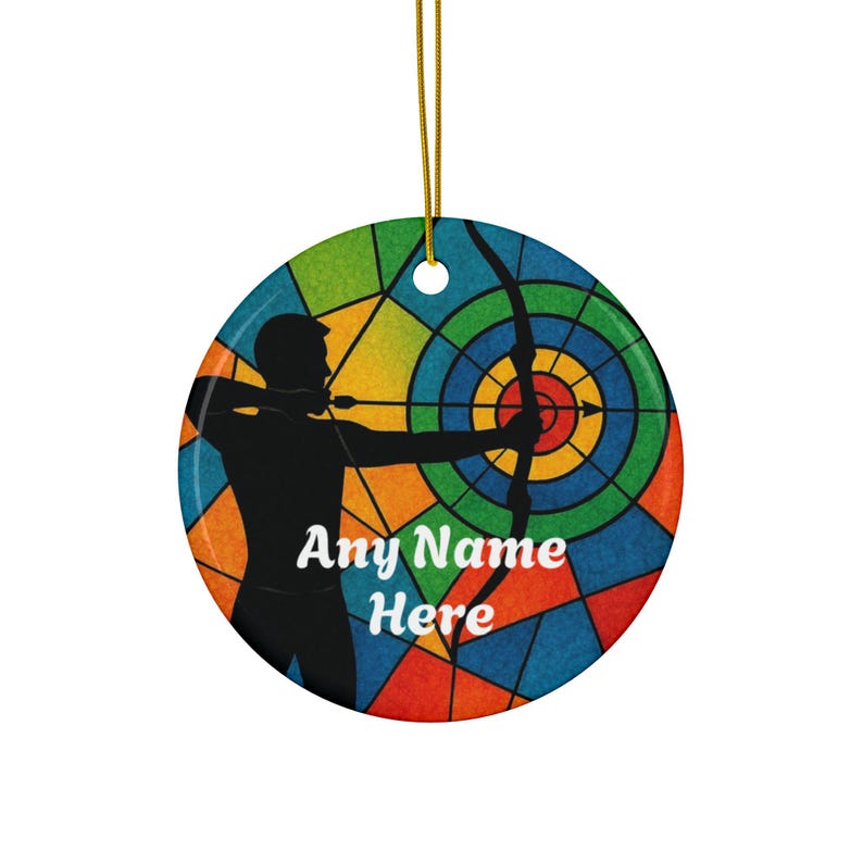 Personalized Faux Stained Glass Archery Archer Name Year Ceramic ...