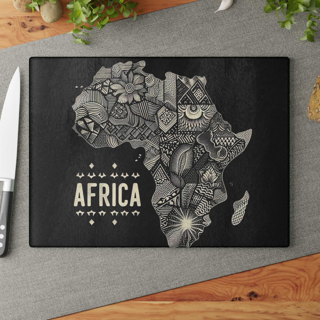 Map of Africa Glass Cutting Board - Ideal African Gift for Kitchen ...