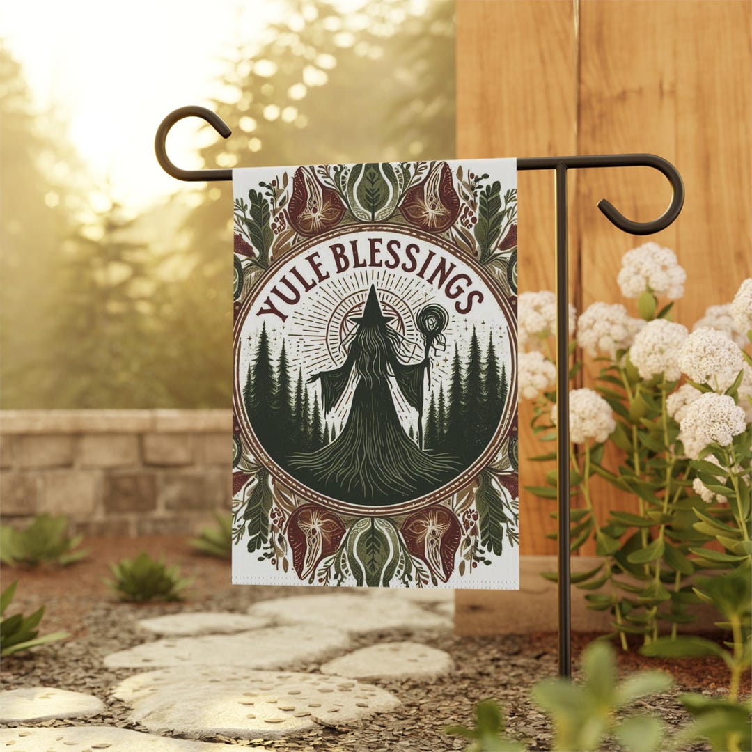 Yule Blessings Pagan Witch Garden Banner, House Flag, Outdoor Decor ...