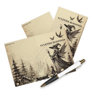 Greeting Cards, Yuletide Blessings Pagan Yule Witch Design - Holiday ...