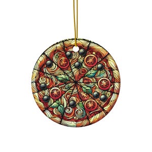 Ceramic Ornaments, Pizza Stain Glass Effect Pizza Lover Design, Holiday ...