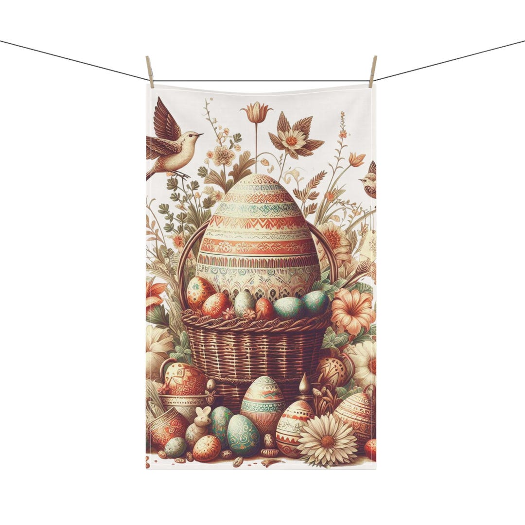 Vintage Easter Tea Towel, Spring Kitchen Decor, Holiday Tea Towel ...