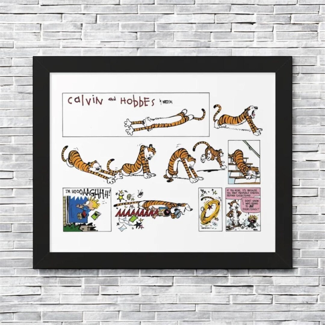 Calvin and Hobbes Comic Strip Exercising Poster Framed Horizontal ...