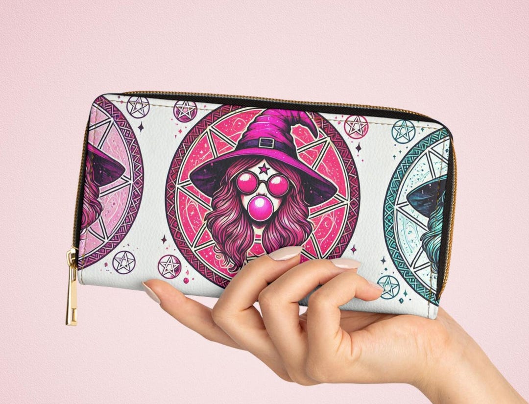 Pink Bubble Gum Witch Wallet, Pagan Coin Purse, Zipper Pouch, Magic ...