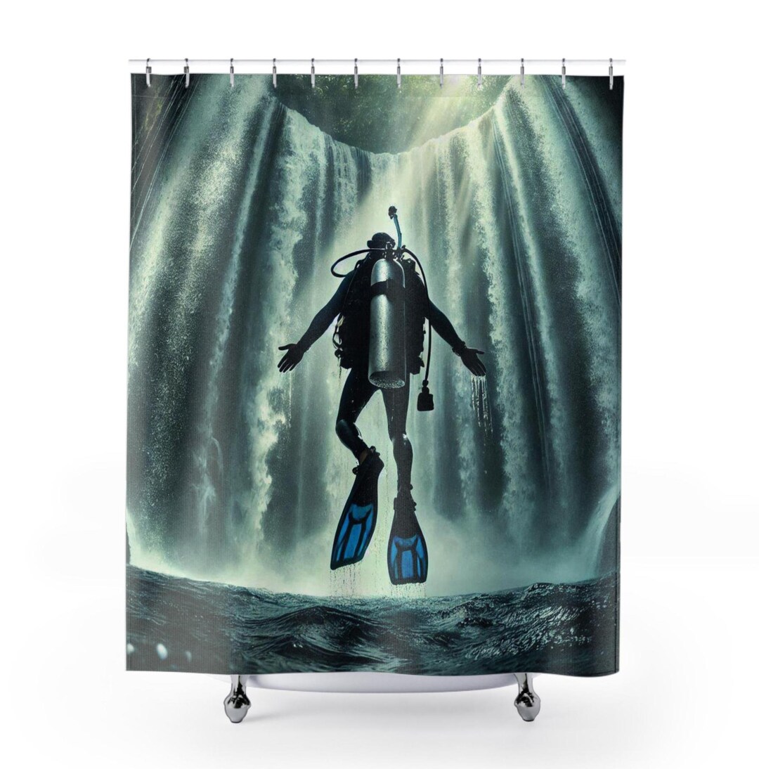 Scuba Diving Shower Curtains, Ocean Bathroom Decor, Underwater Theme ...