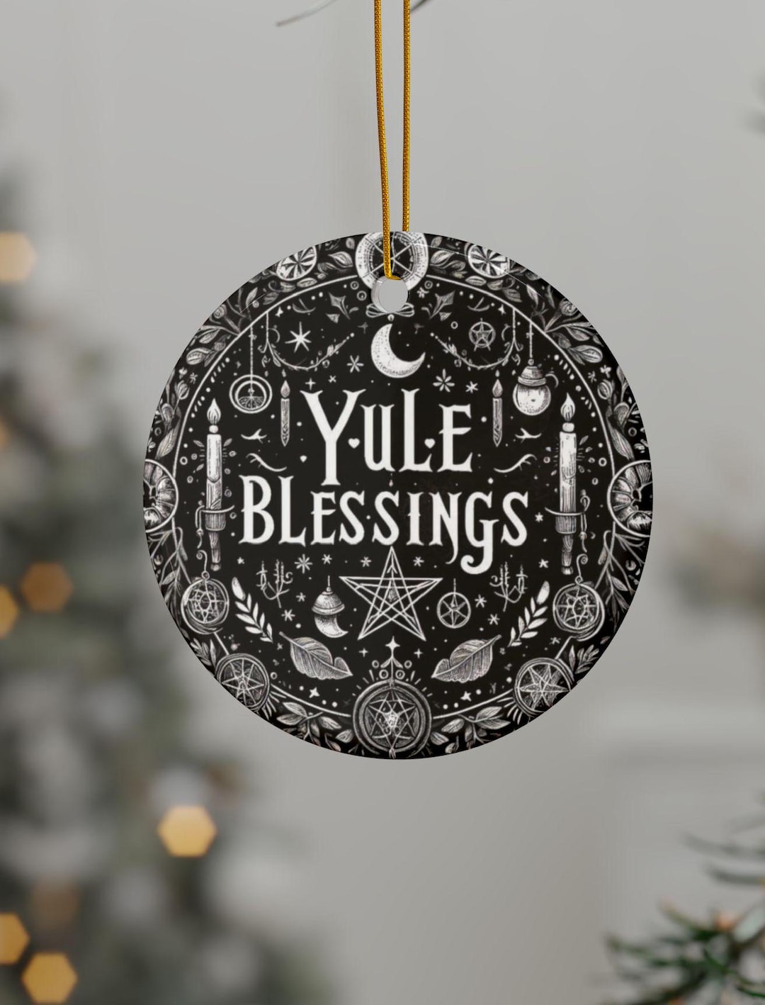 Ceramic Ornaments, Pagan Yule Blessings Design, Holiday Decor ...
