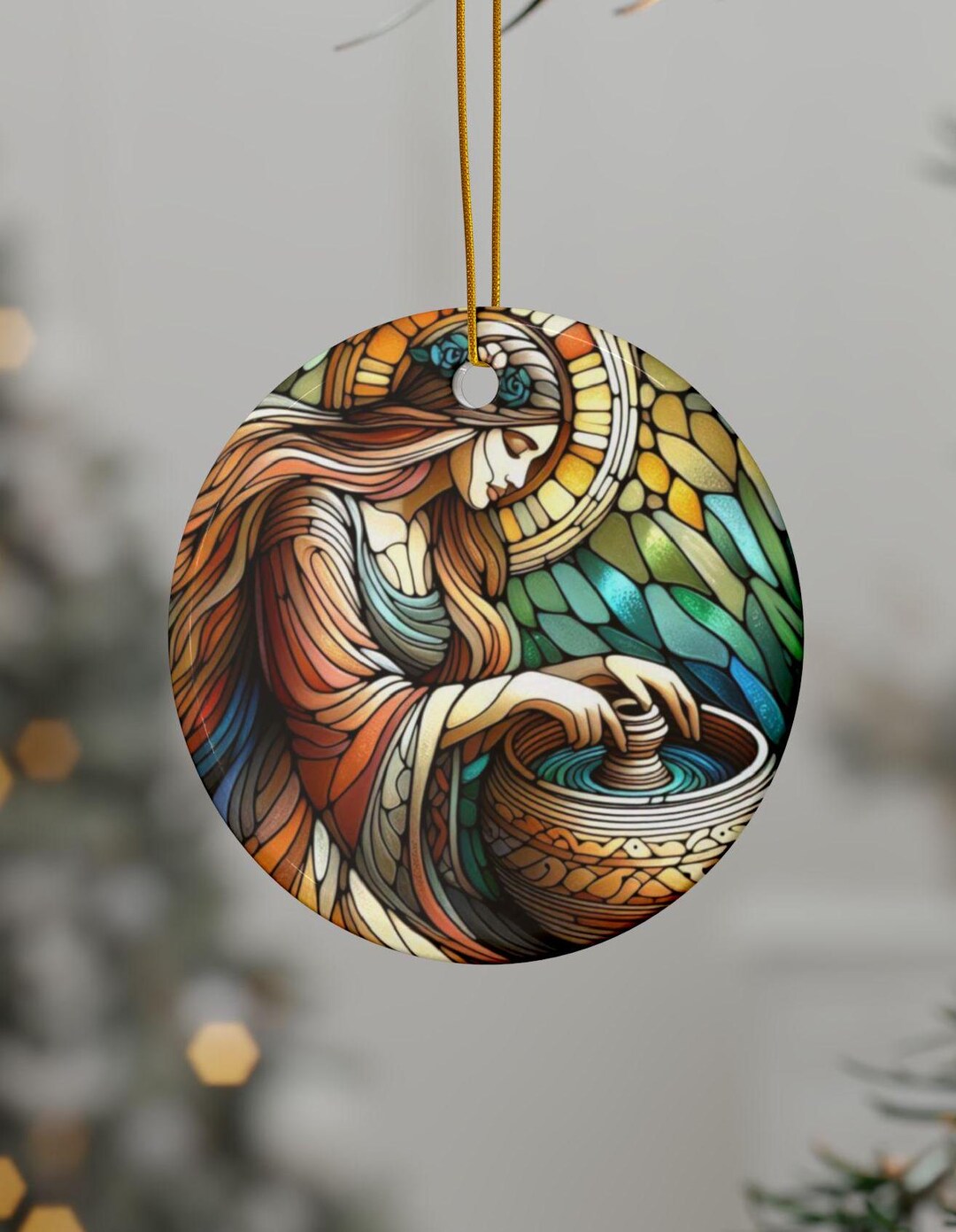 Ceramic Ornaments, Pottery Potters Wheel Stain Glass Effect Design ...