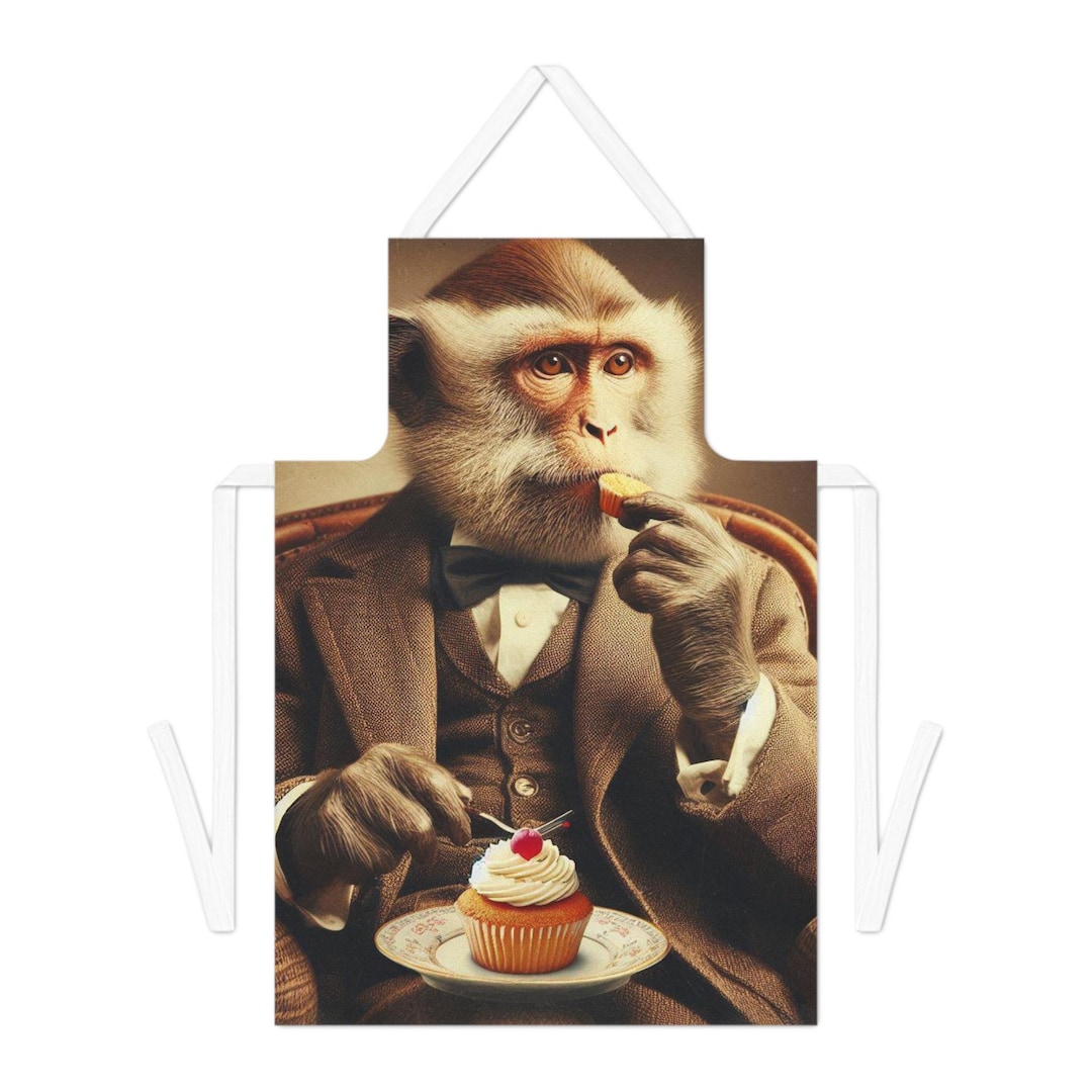 Monkey Baker Adult Apron - Cute Cupcake Lover Chef Gift, Kitchen ...