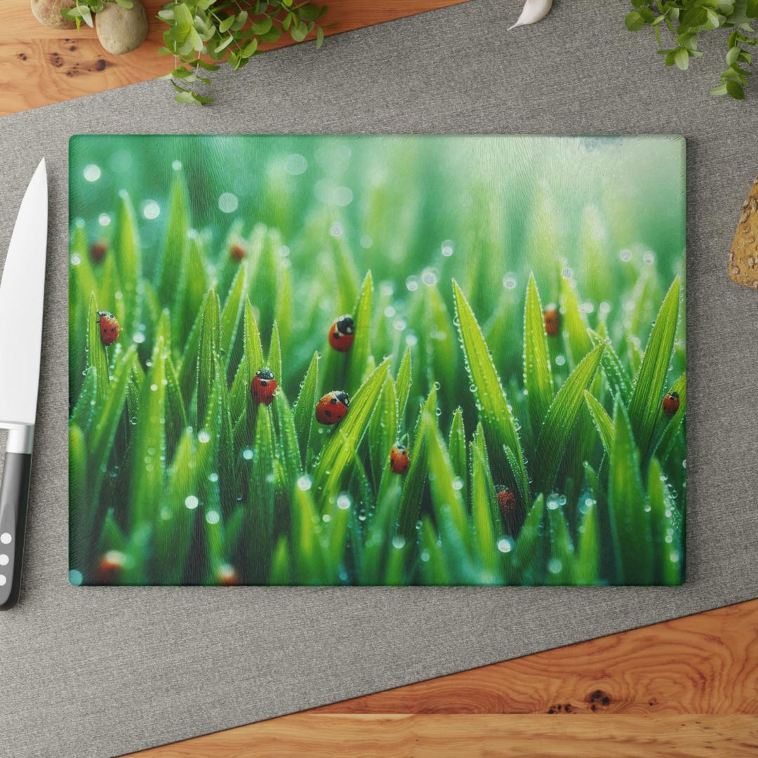 Ladybird Ladybugs Glass Cutting Board, Chopping Board, Unique Kitchen ...