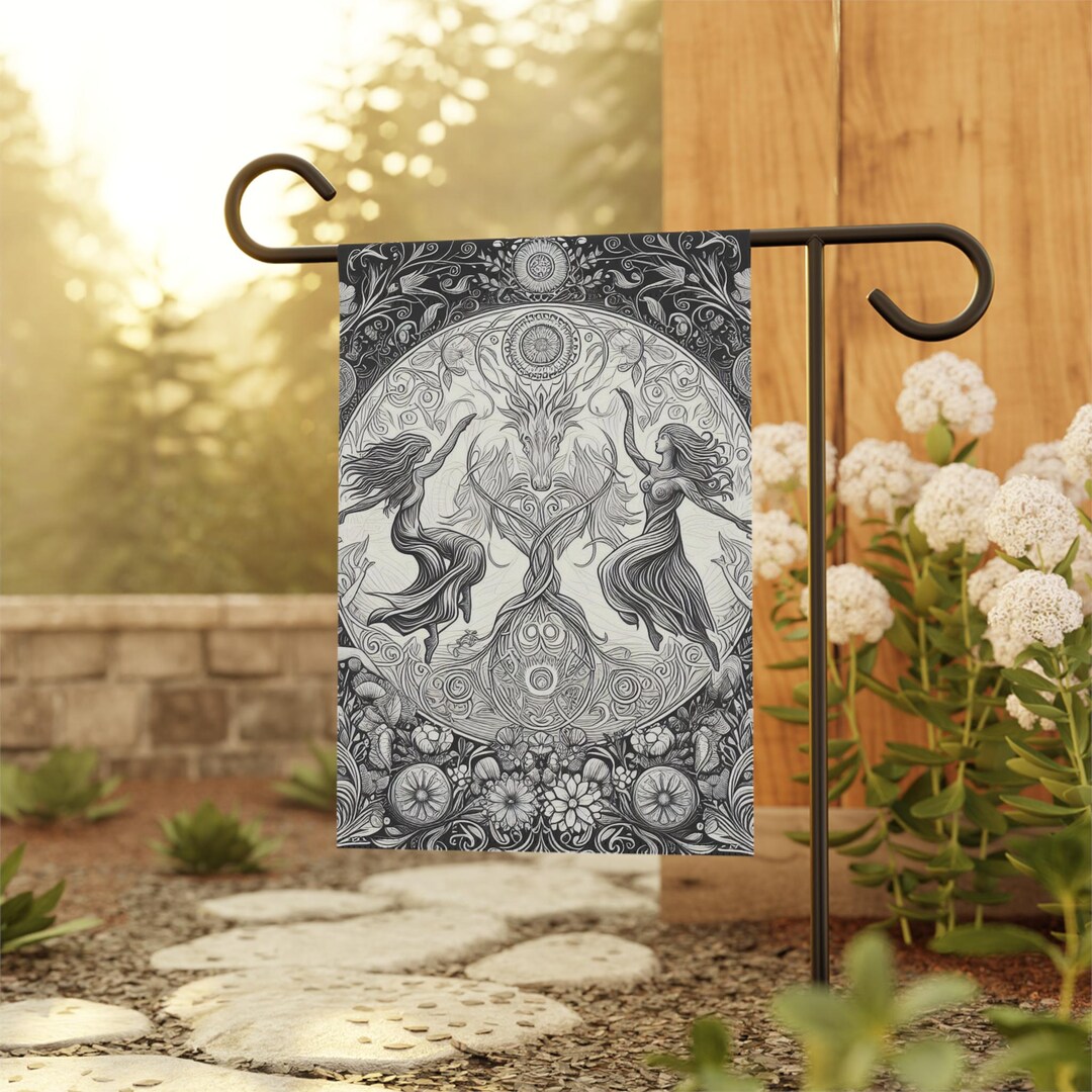 Banner, Gaelic Pagan Beltane Line Art Design, Garden Decor, House ...