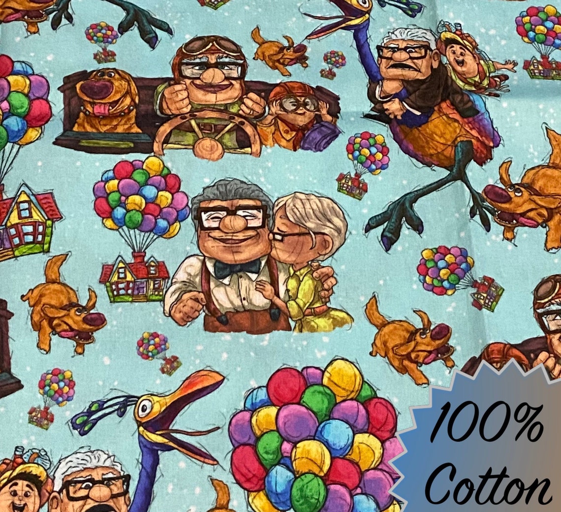 Disney Up Collage 100 Cotton Fabric 1 4 Yard Increments Etsy
