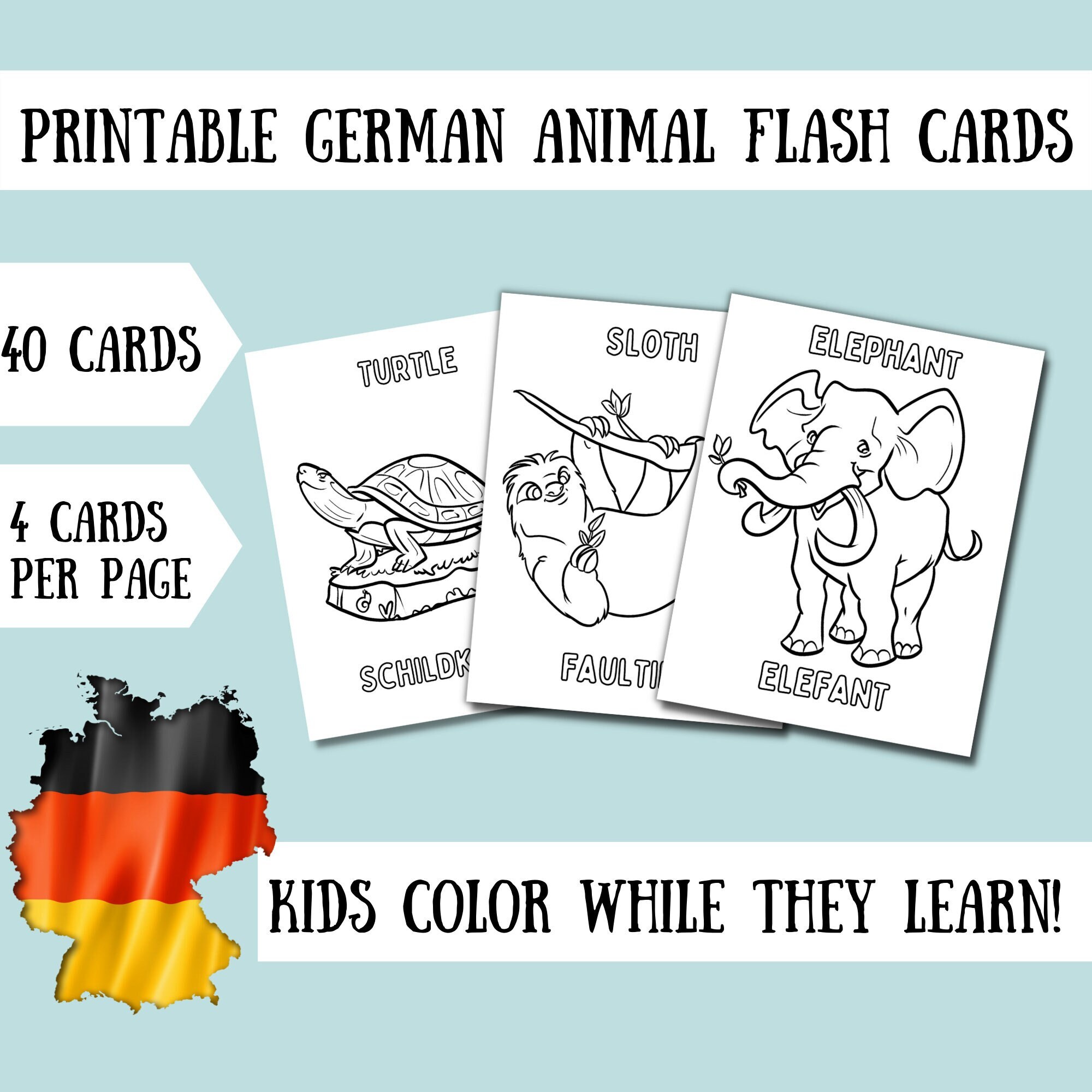 Printable German Flash Cards - Language Learning Printable - Flash ...