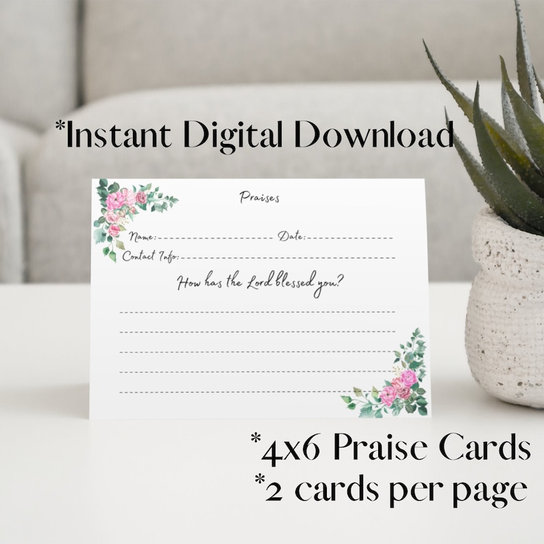 Prayer Praise Card - Printable Praise Cards - Instant Download Digital ...