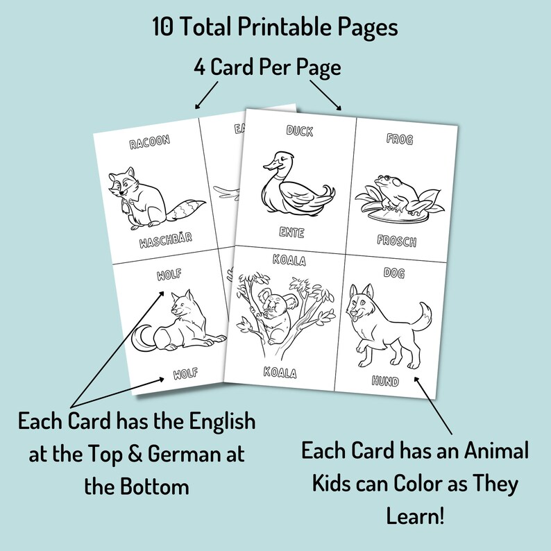 Printable German Flash Cards - Language Learning Printable - Flash ...