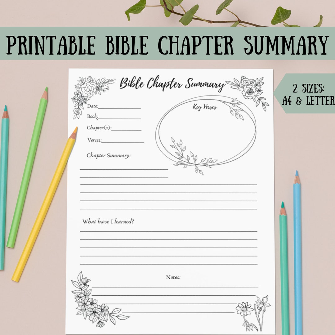 Printable Bible Chapter Summary - Print at Home Bible Journal Pages ...