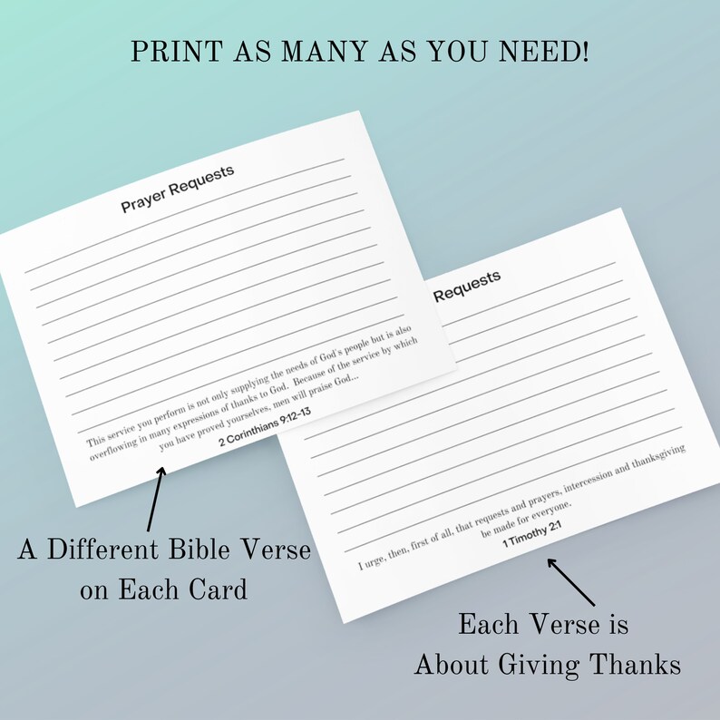 Printable Prayer Request Cards - Bible Verse Cards - Thanksgiving Cards ...