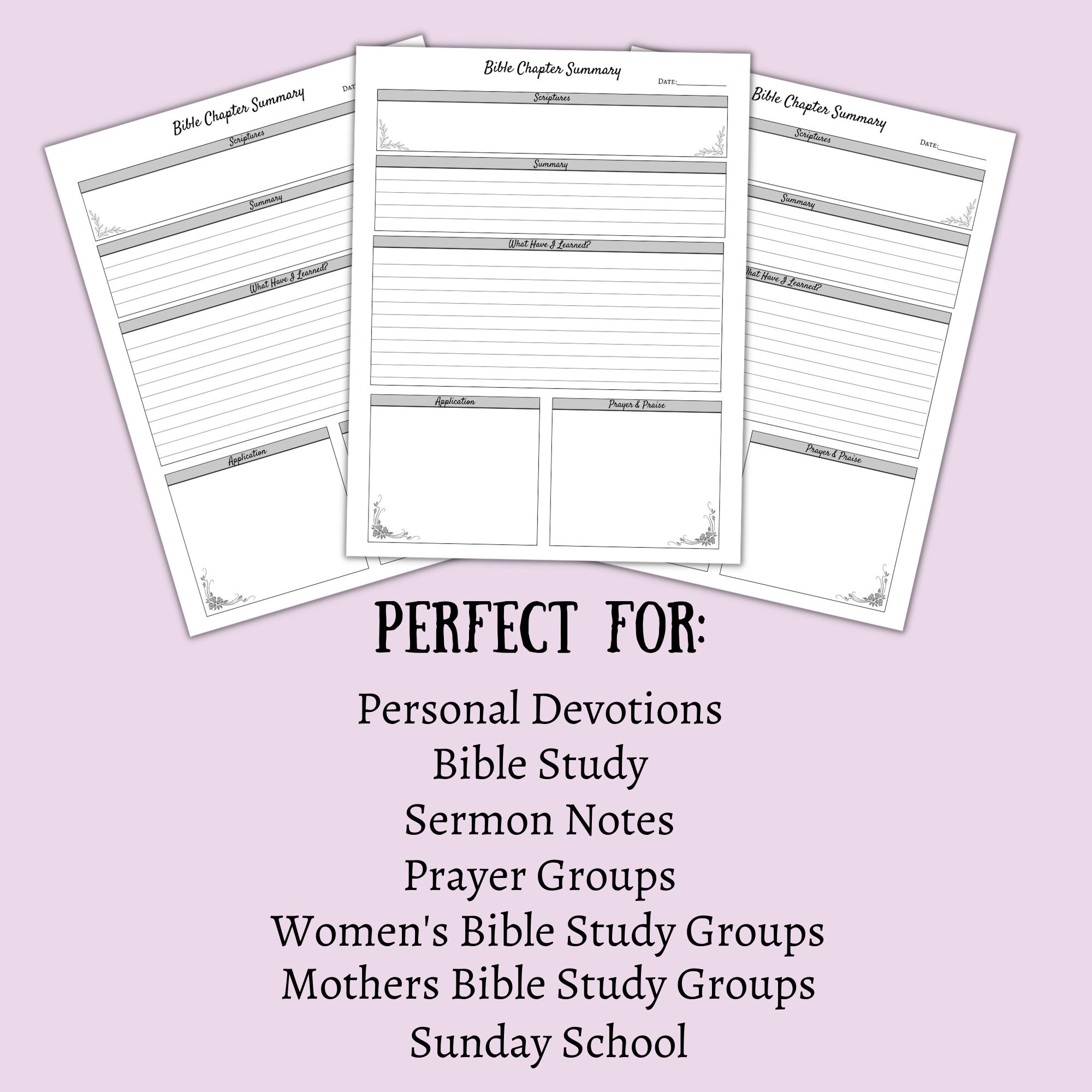 Printable Bible Chapter Summary - Print at Home Bible Journal Pages ...
