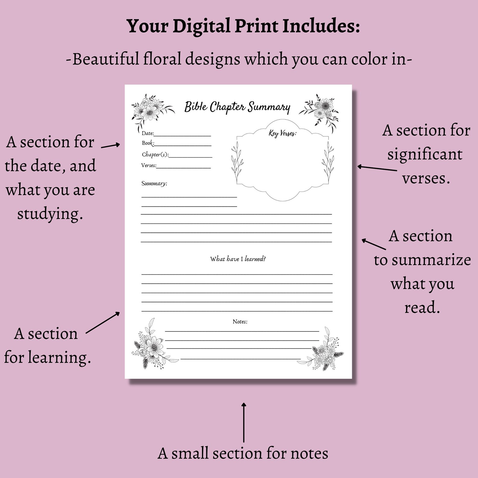 Printable Bible Chapter Summary - Bible Study Pages - Print at Home ...