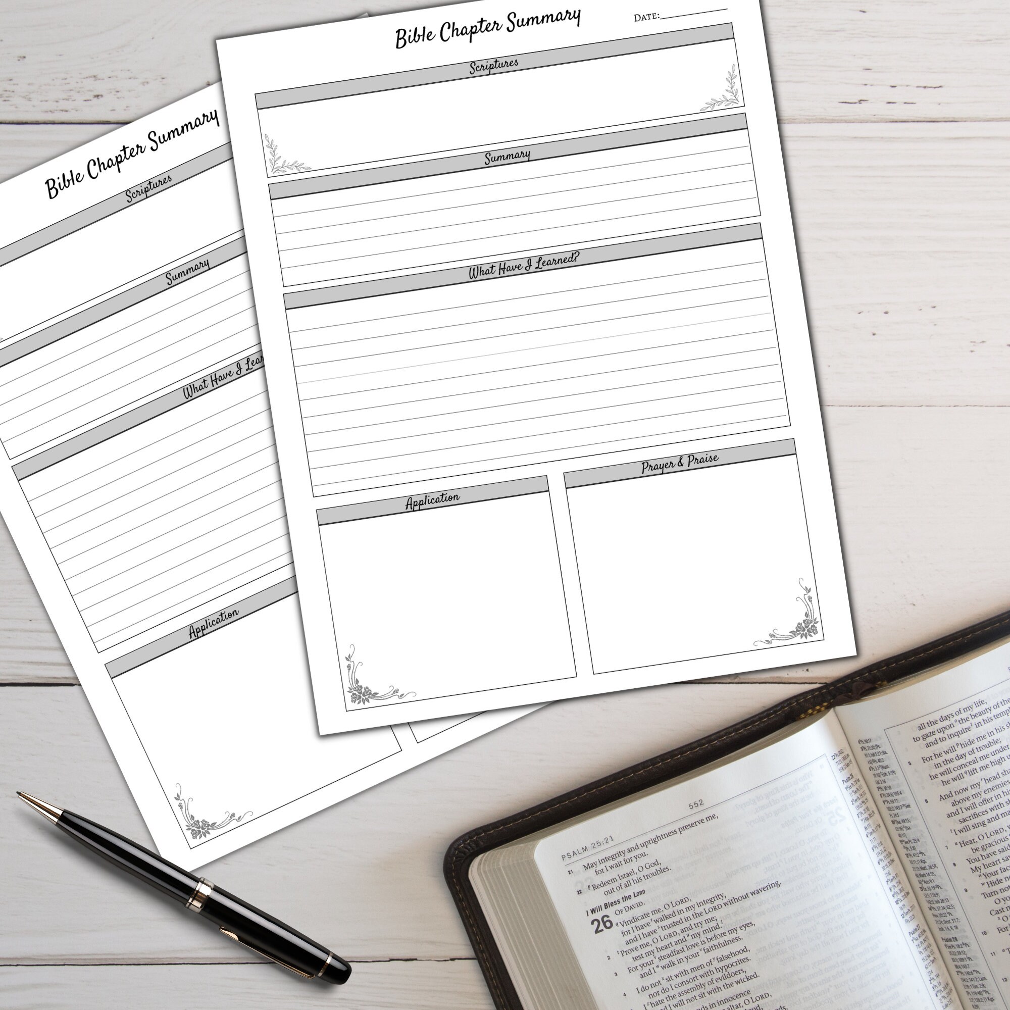 Printable Bible Chapter Summary - Print at Home Bible Journal Pages ...