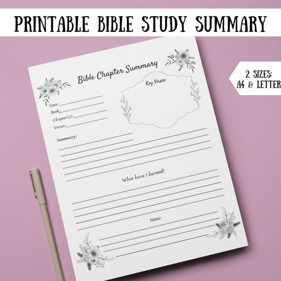 Printable Bible Chapter Summary Bible Study Pages Print at | Etsy