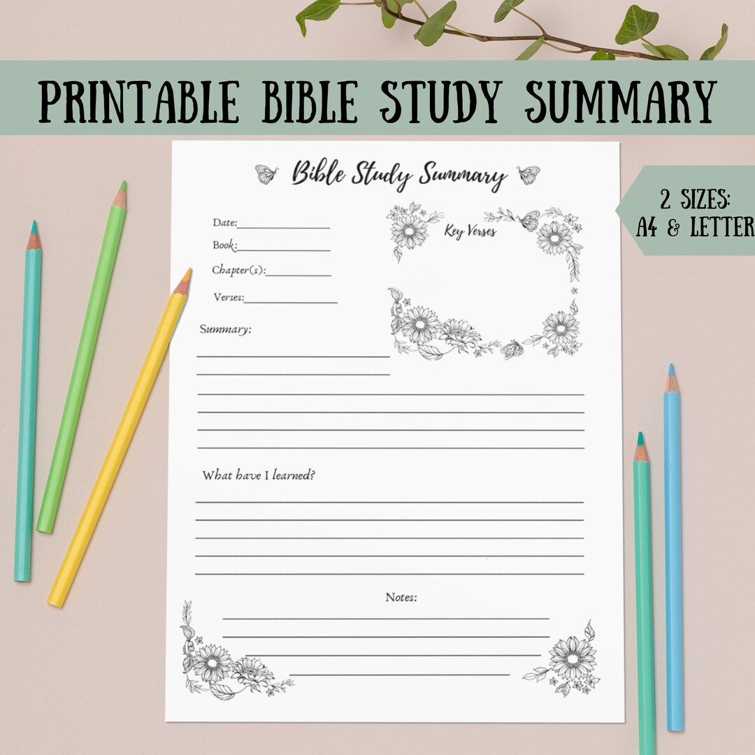 Bible Chapter Summary - Print at Home Bible Journal Pages - Bible ...